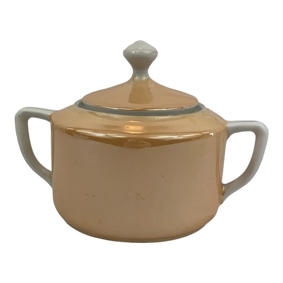 Unbranded | Kitchen | Vintage Orange Lusterware Sugar Bowl Gold Trim ...